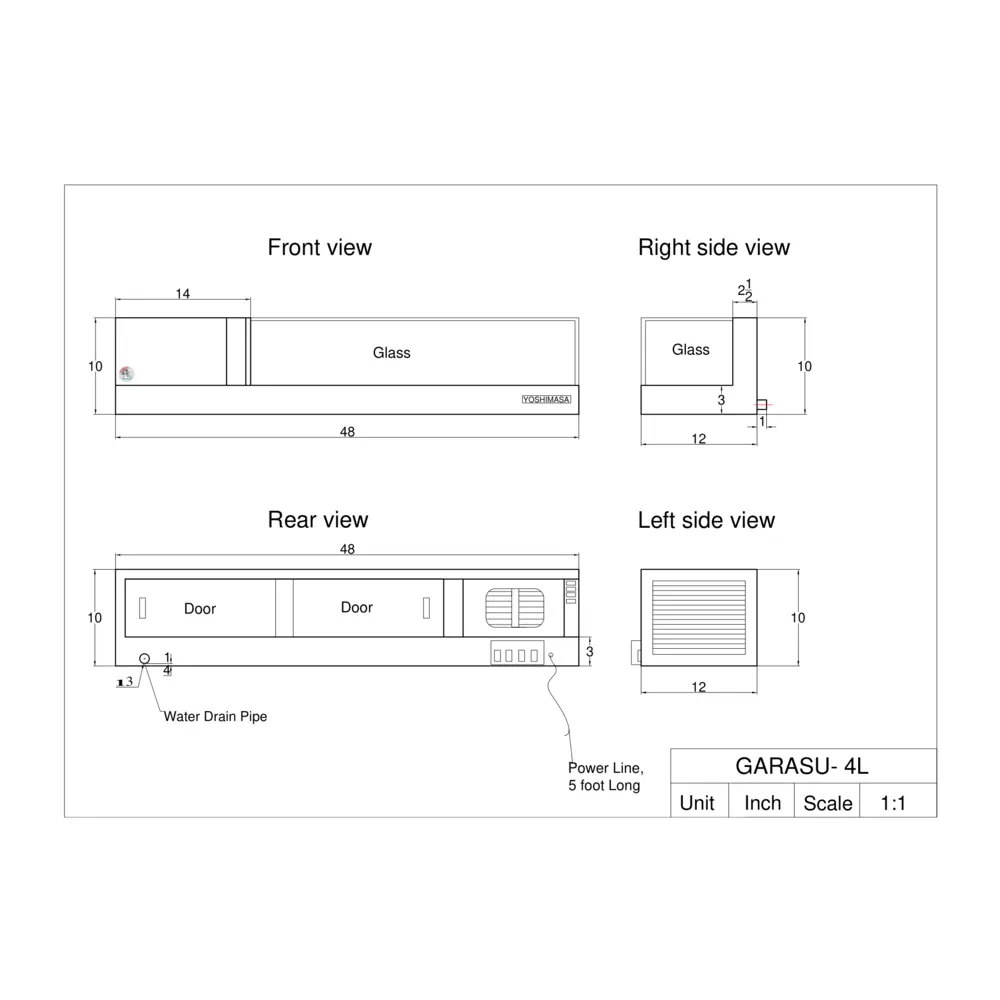 Yoshimasa Garasu-4L/4R Sushi case – PureRange Food Equipment ...