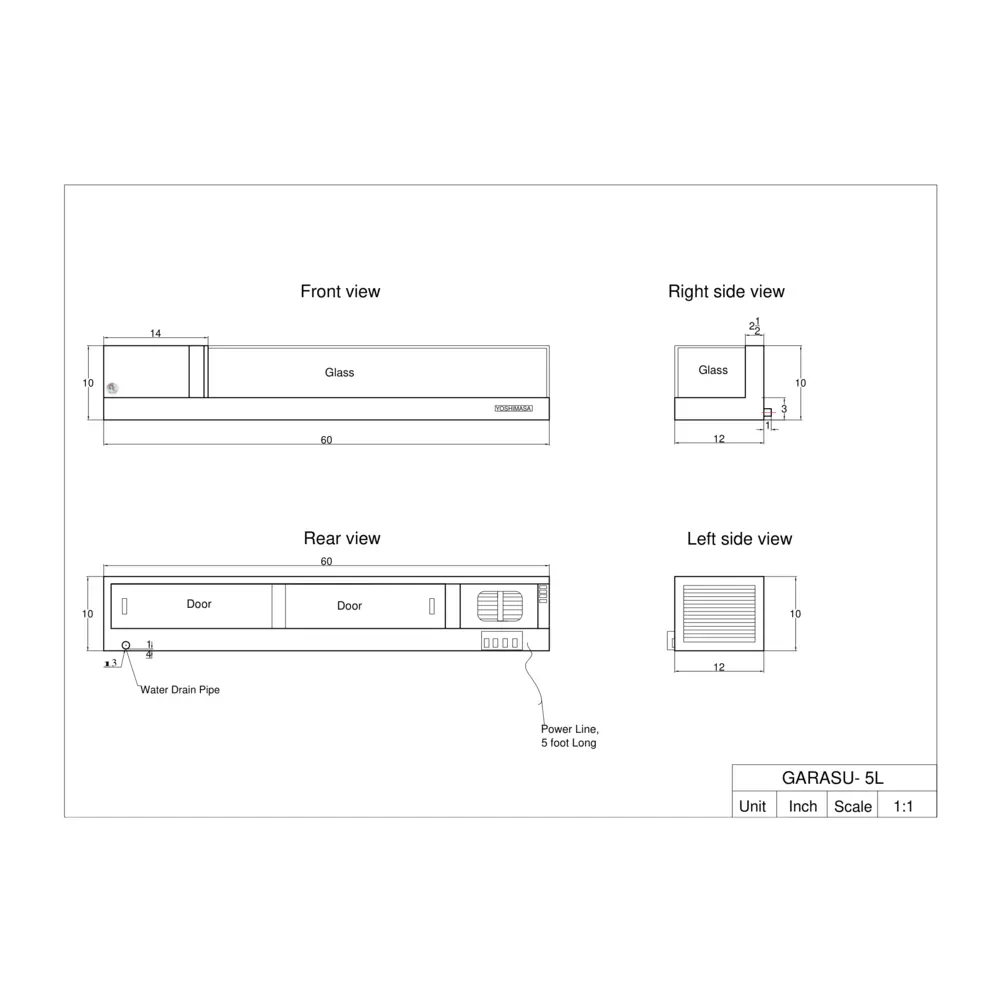 Yoshimasa Garasu-5L/5R Sushi case – PureRange Food Equipment ...