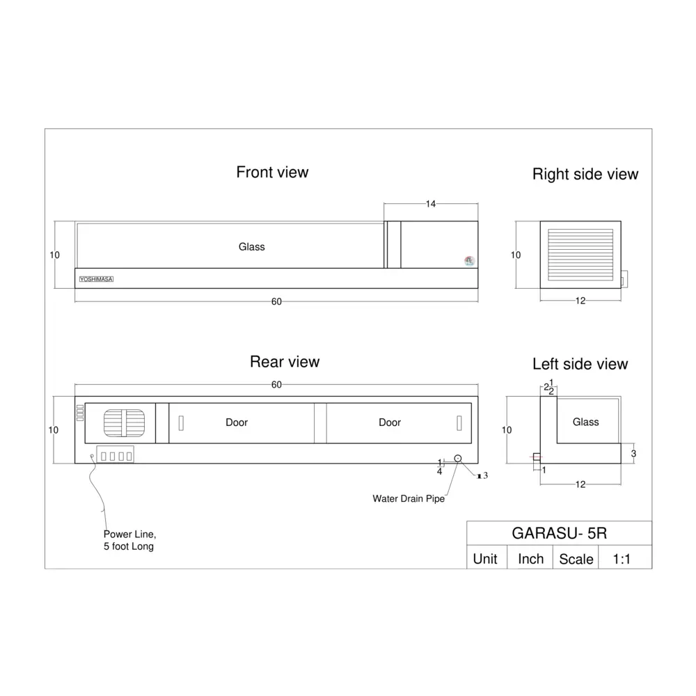 Yoshimasa Garasu-5L/5R Sushi case – PureRange Food Equipment ...