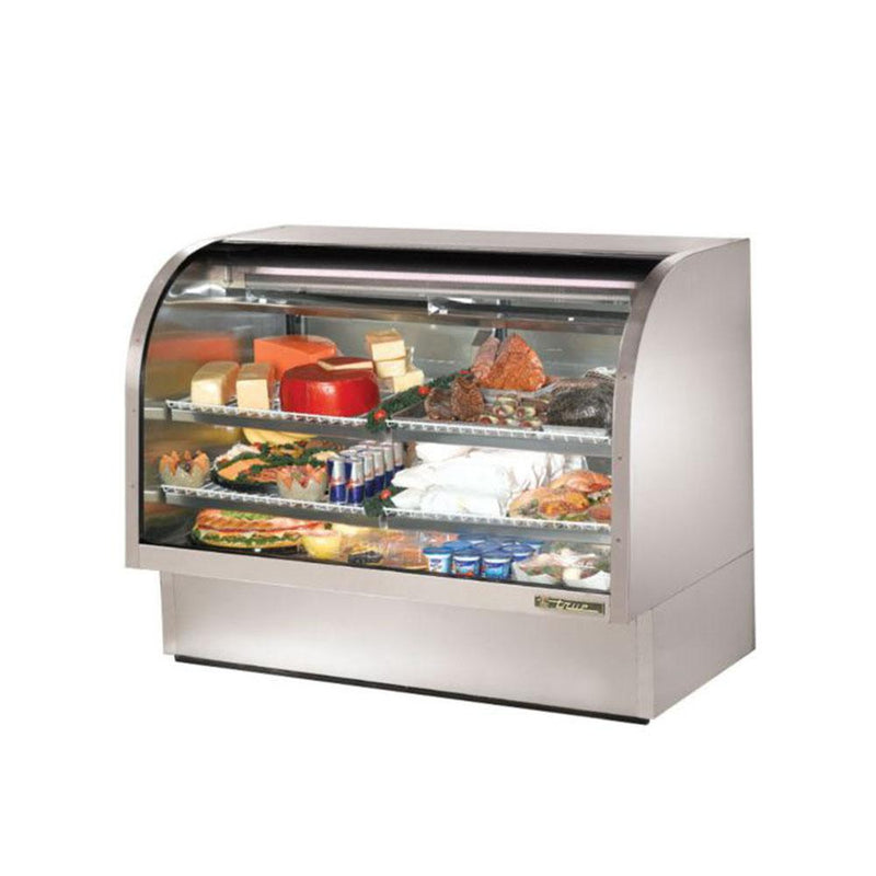 True TCGG-60-S-LD 60" Stainless Steel Curved Glass Display Case ...